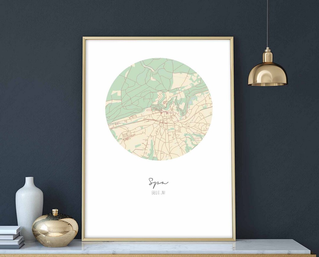 SPA Belgium Map Poster Wall Decor Design Modern Minimal Nordic Travel ...