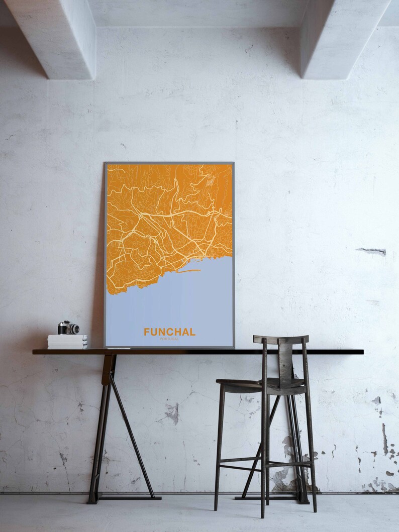 FUNCHAL Portugal Map Poster Color Hometown City Print Modern - Etsy