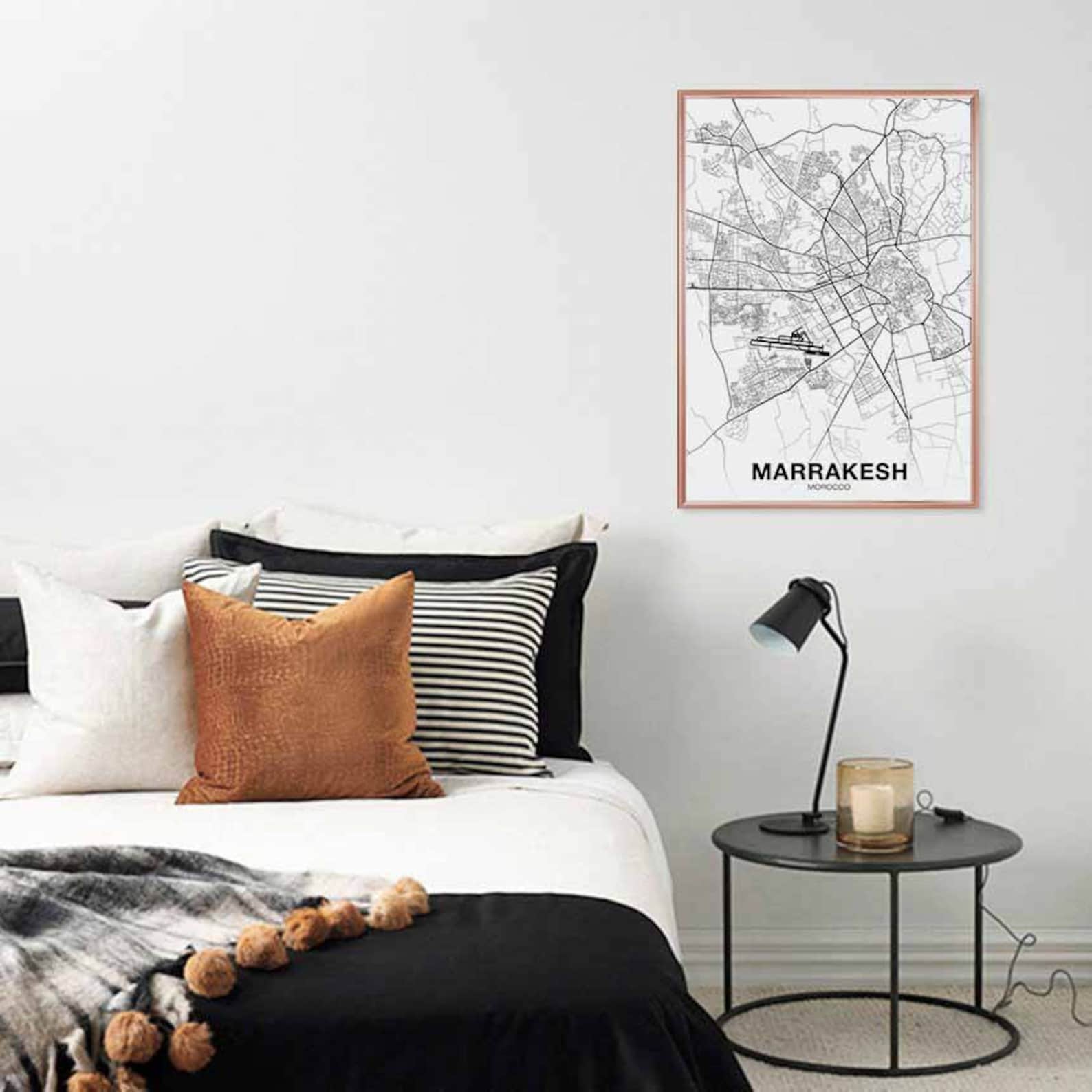 MARRAKESH Morocco Map Poster Hometown City Print Modern Home Decor ...