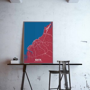 BATA Equatorial Guinea Map Poster Color Hometown City Print Modern Home ...