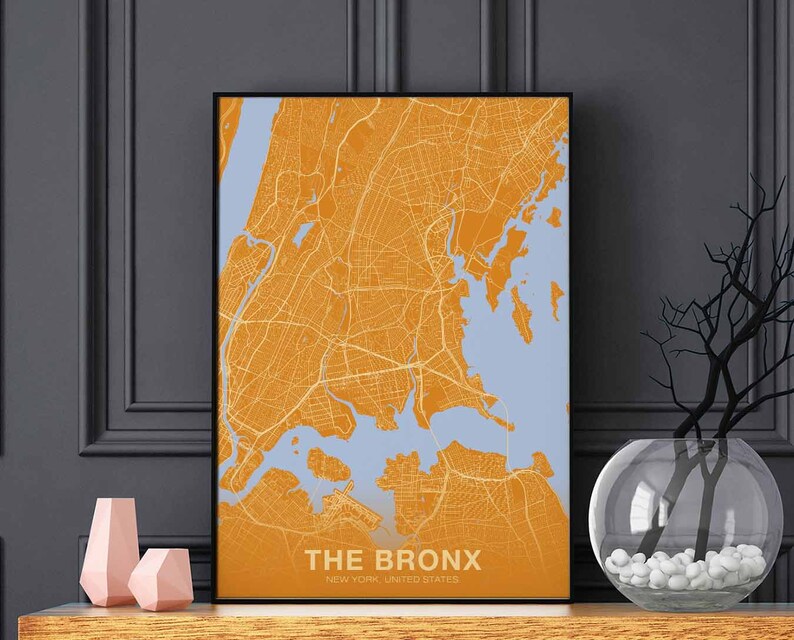 THE BRONX New York NY Usa Map Poster Color Hometown City Print - Etsy