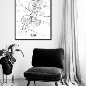 RIBE Denmark Map Poster Hometown City Print Modern Home Decor Office ...