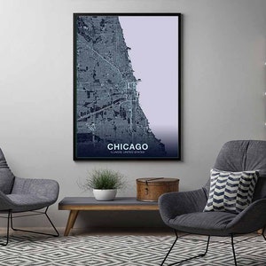 CHICAGO Illinois IL USA Poster Color Hometown City Print Modern Home ...