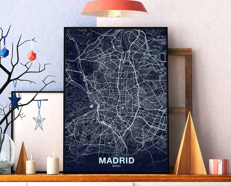 MADRID Spain Map Poster Color Hometown City Print Modern Home Decor ...