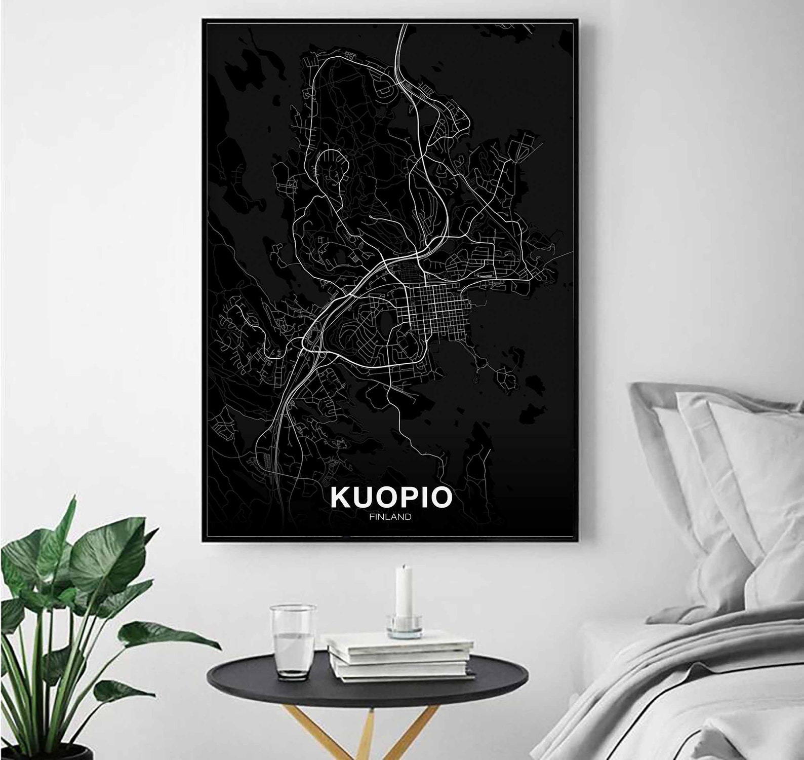 KUOPIO Finland Map Poster Black White Hometown City Print - Etsy