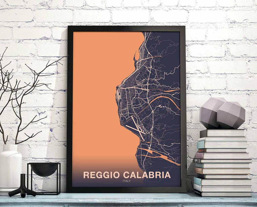 REGGIO CALABRIA Italy Map Poster Color Hometown City Print Modern Home ...