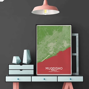 MUQDISHU MOGADISHU Somalia Map Poster Black White Hometown City Print ...