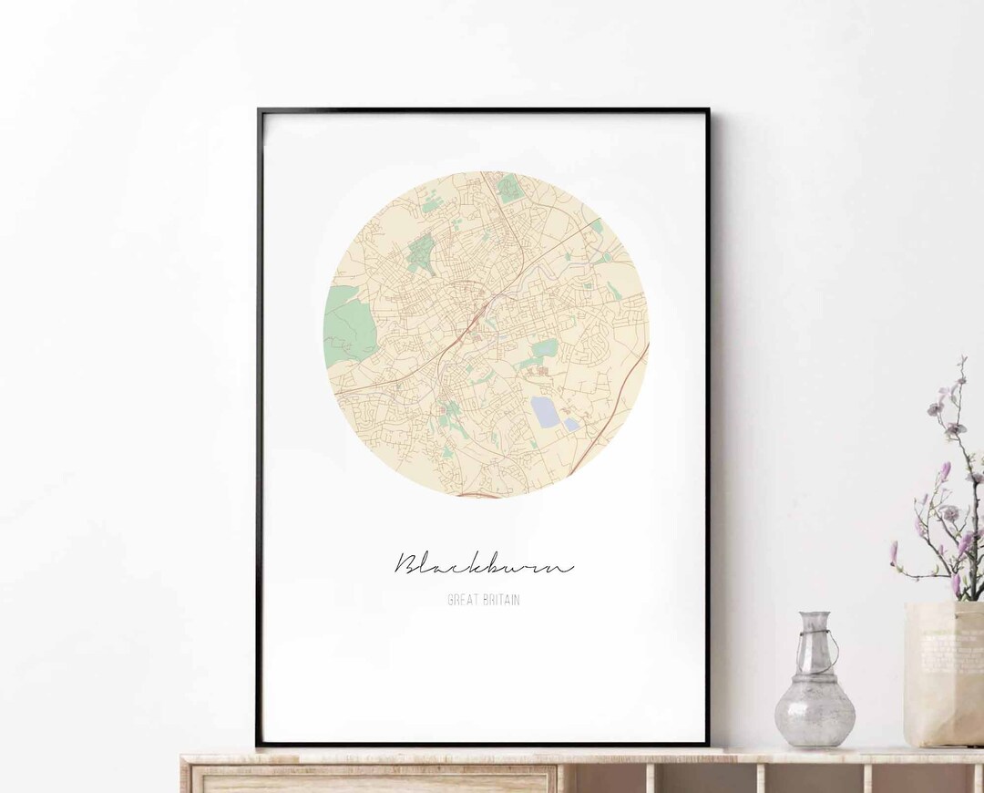 BLACKBURN Great Britain UK Map Poster Wall Decor Design Modern Minimal ...