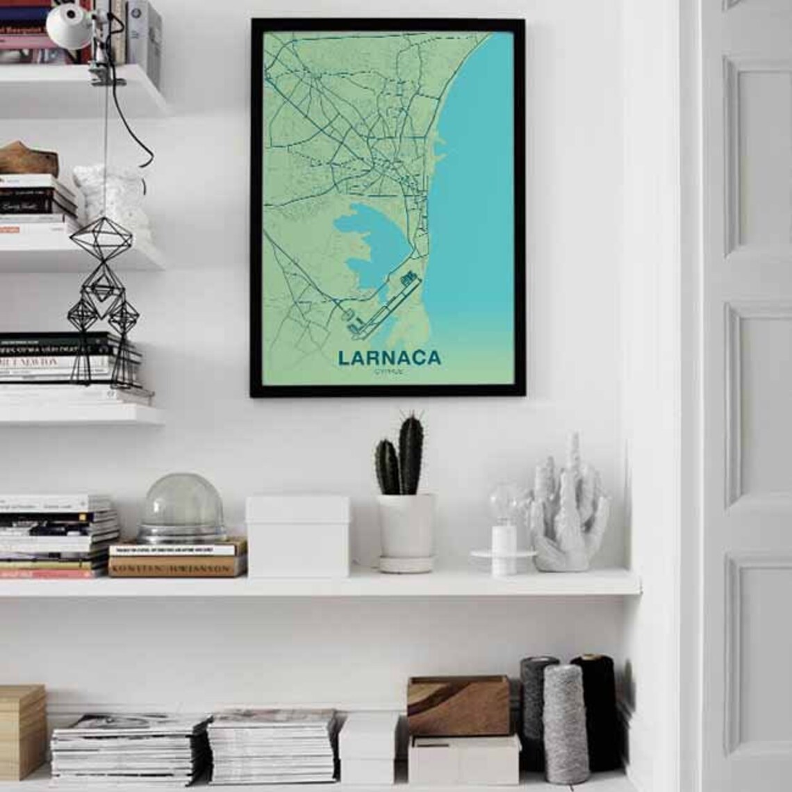 LARNACA Cyprus Map Poster Color Hometown City Print Modern Home Decor ...