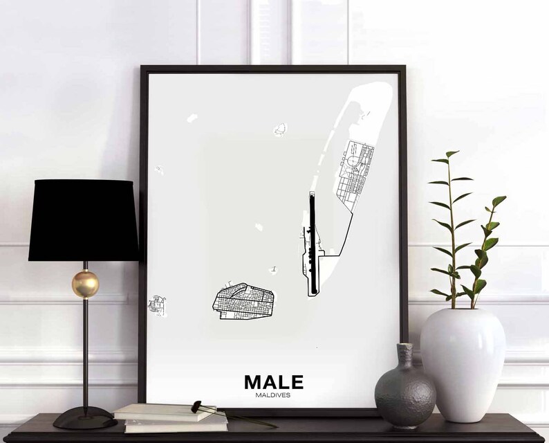 MALE Maldives Map Poster Hometown City Print Modern Home Decor - Etsy