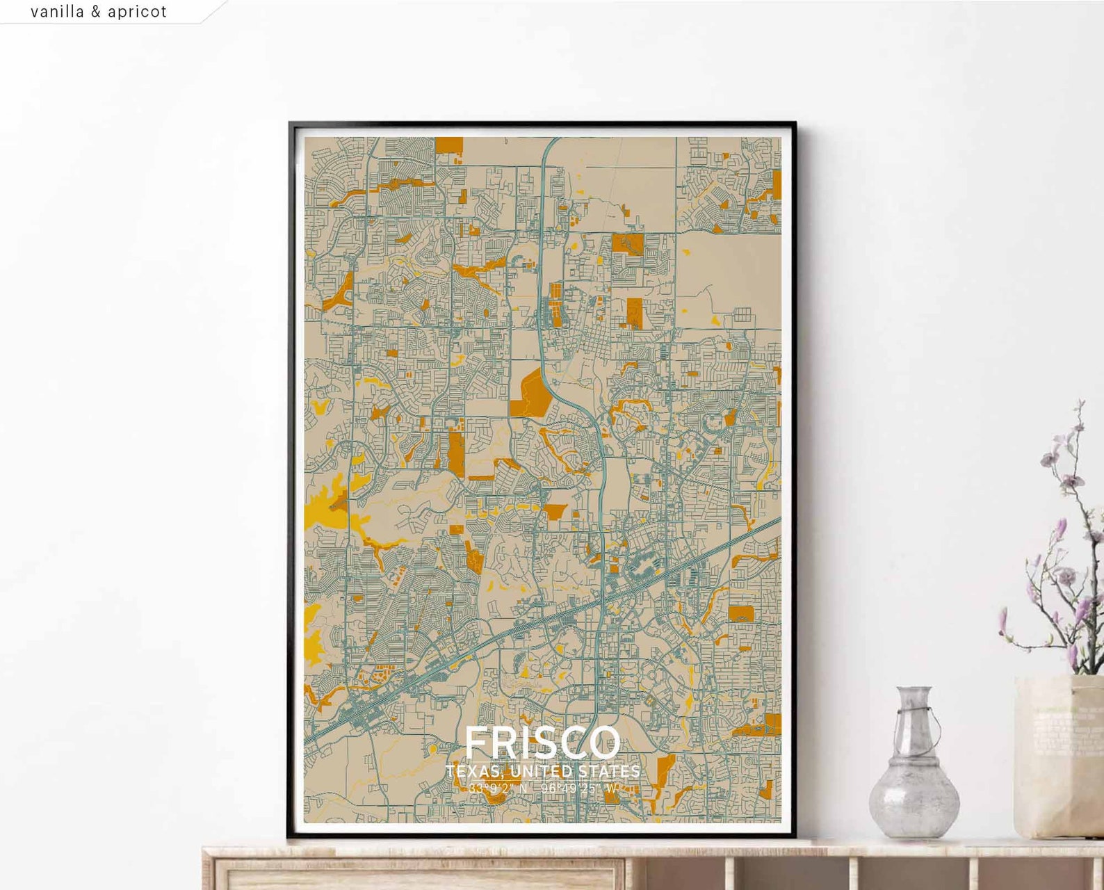 FRISCO Texas Usa Map Poster Black White Hometown City Print | Etsy