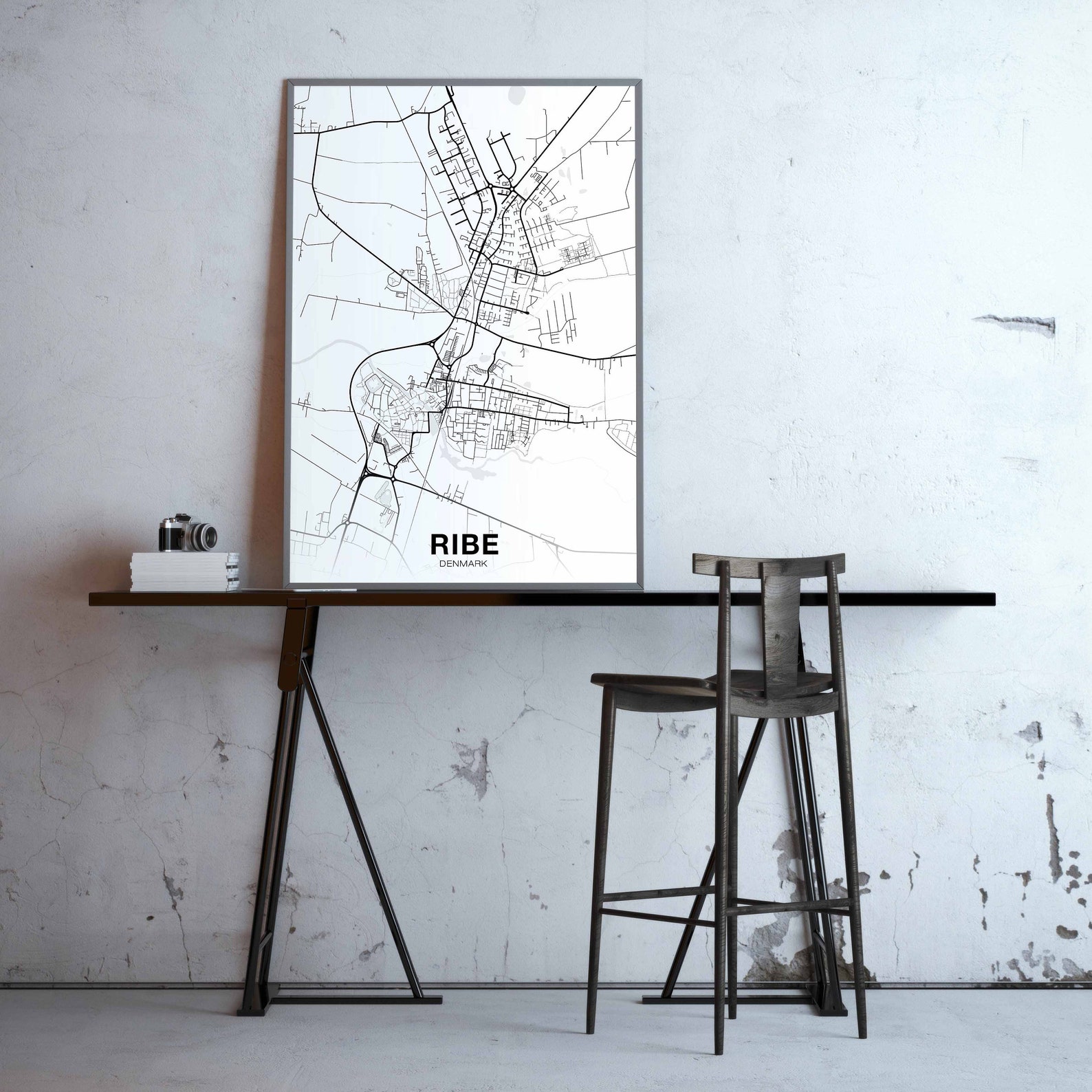 RIBE Denmark Map Poster Hometown City Print Modern Home Decor | Etsy