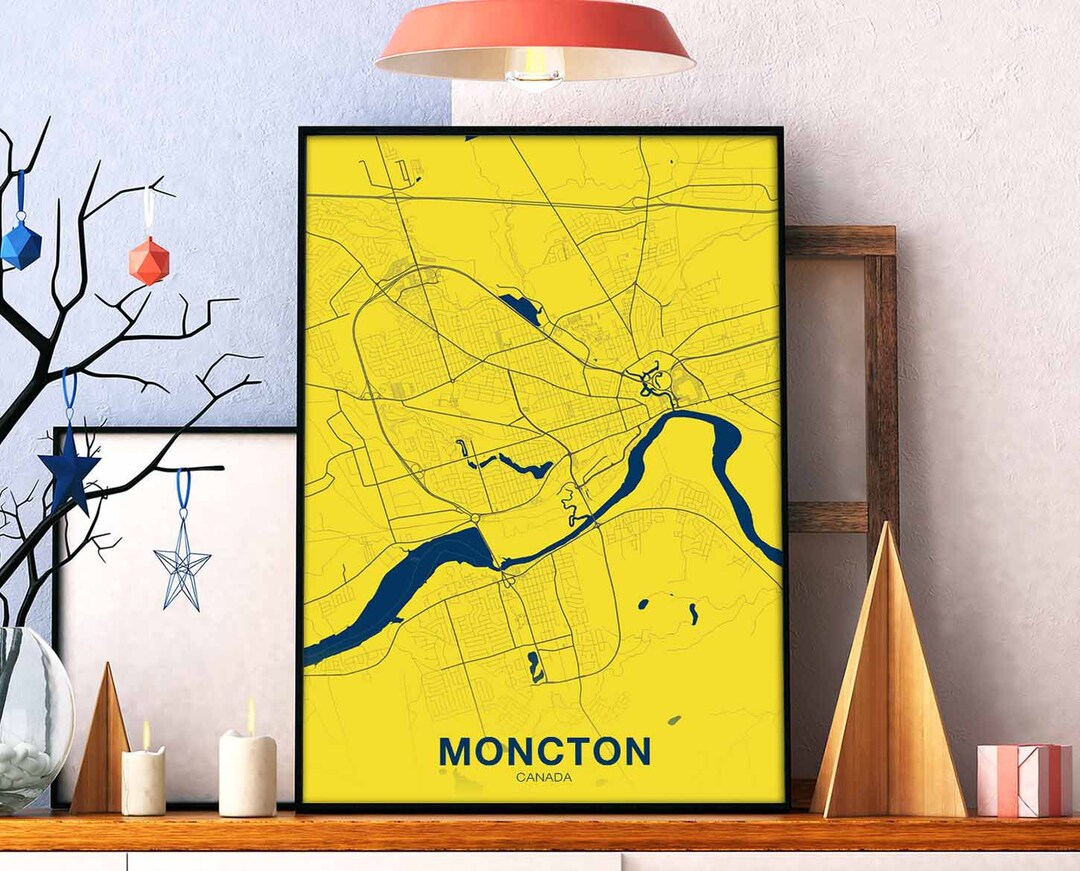 MONCTON Canada Map Poster Color Hometown City Print Modern Home Decor ...