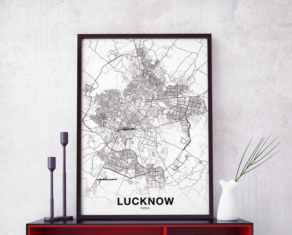LUCKNOW India Map Poster Hometown City Print Modern Home Decor | Etsy