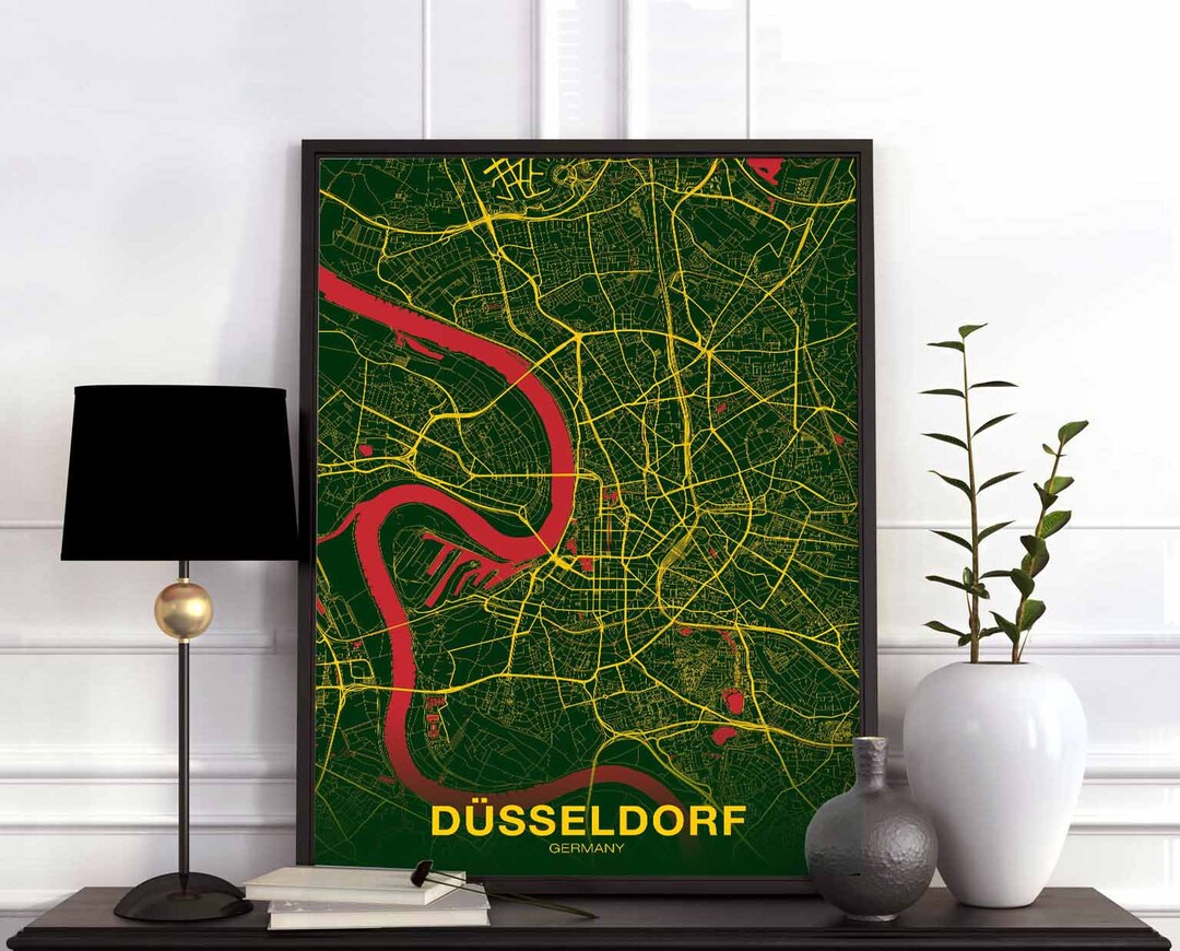 DUSSELDORF Duitsland poster kleur Woonplaats Stad Print Modern Home ...