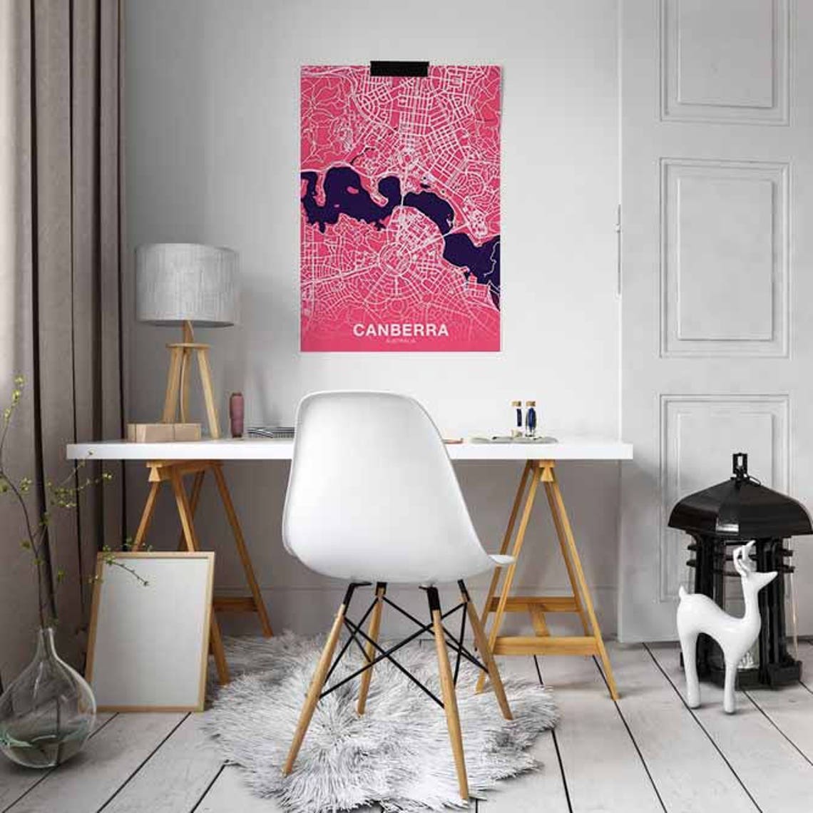 CANBERRA Australia Map Poster Color Hometown City Print Modern Home ...