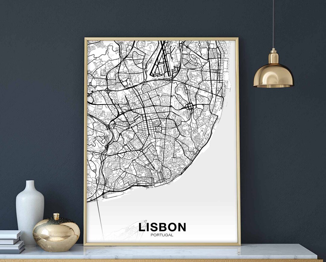 LISBON Portugal Map Poster Hometown City Print Modern Home Decor Office ...