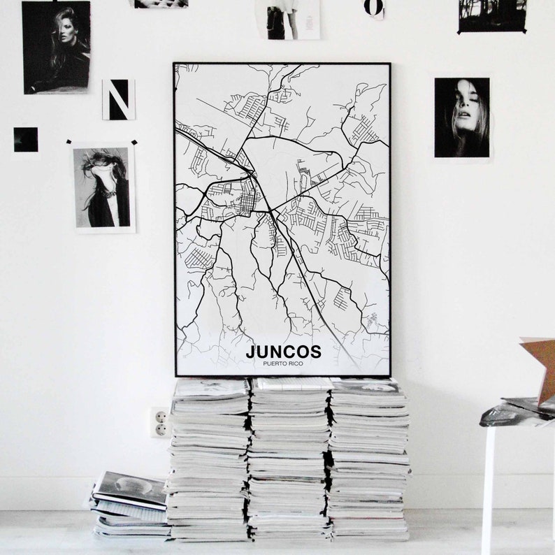 JUNCOS Puerto Rico PR Map Poster Black White Hometown City - Etsy