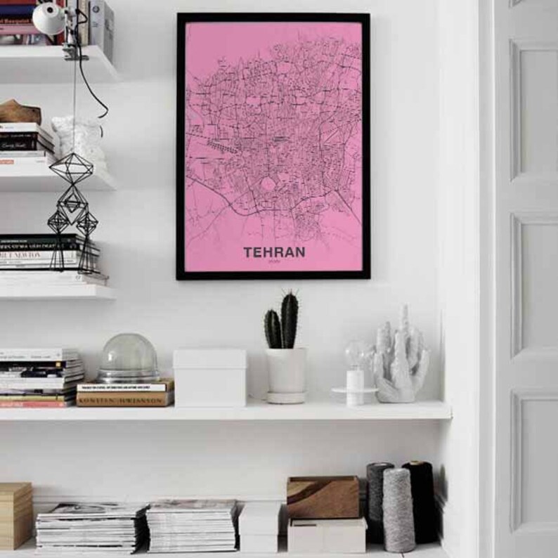 TEHRAN Iran Map Poster Color Hometown City Print Modern Home - Etsy