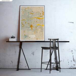 CORK Ireland Map Poster Black White Hometown City Print Modern Home ...