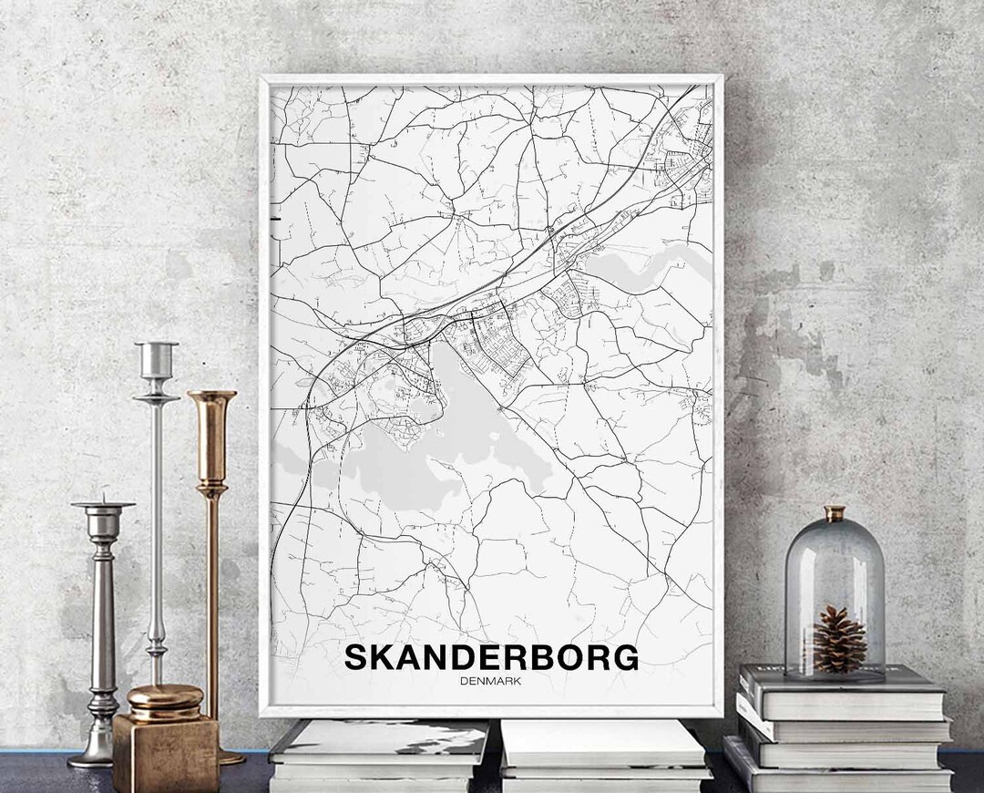SKANDERBORG Denmark Map Poster Hometown City Print Modern Home Decor ...
