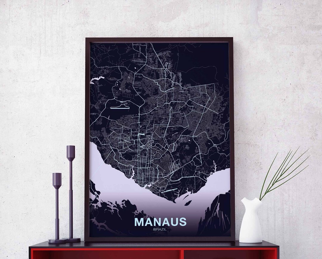 MANAUS Brazil Map Poster Color Hometown City Print Modern Home Decor ...