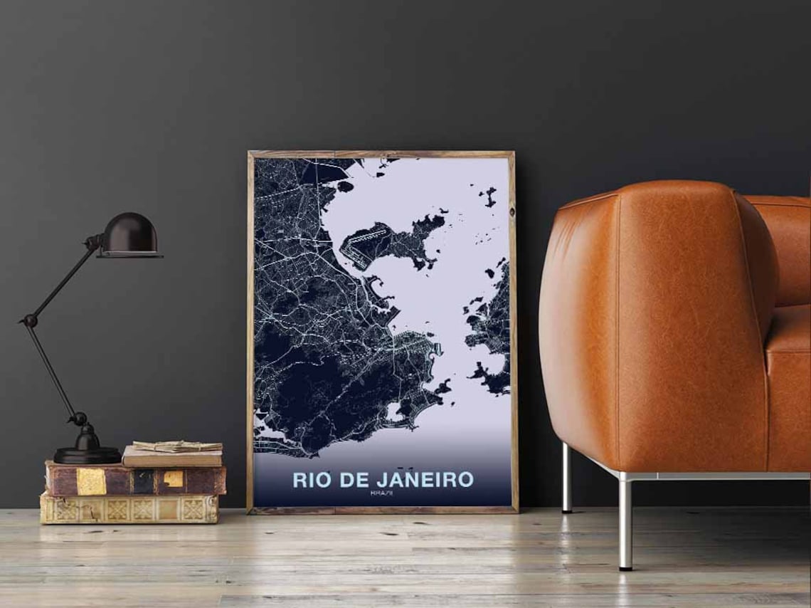RIO DE JANEIRO Brazil Map Poster Color Hometown City Print | Etsy