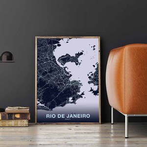 RIO DE JANEIRO Brazil Map Poster Color Hometown City Print Modern Home ...