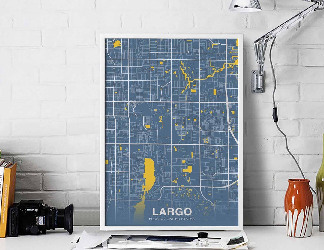 LARGO Florida FL USA Map Poster Color Hometown City Print Modern Home ...