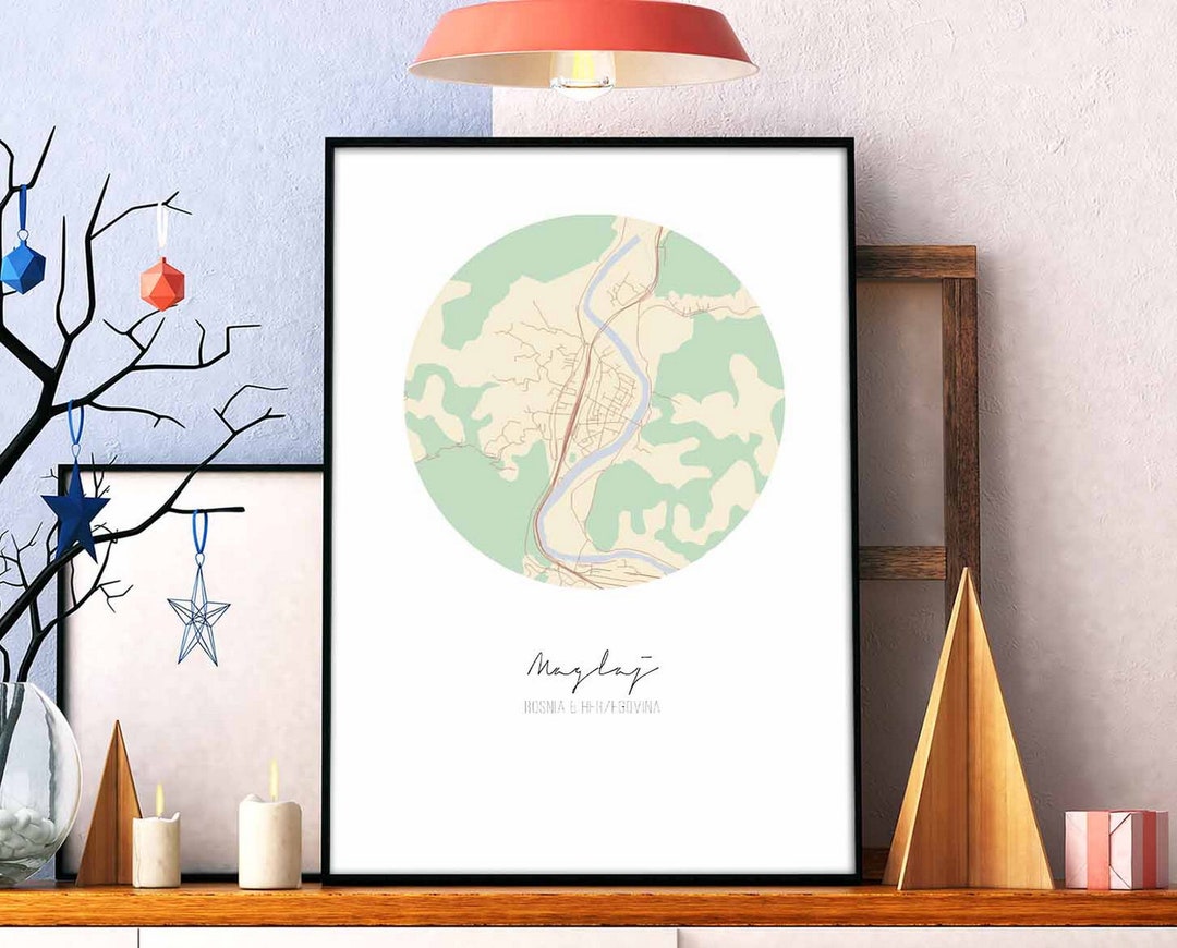 MAGLAJ Bosnia Herzegovina Map Poster Wall Decor Design Modern Minimal ...