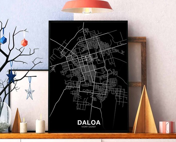DALOA Cote D'Ivoire map poster Hometown City Print Modern | Etsy