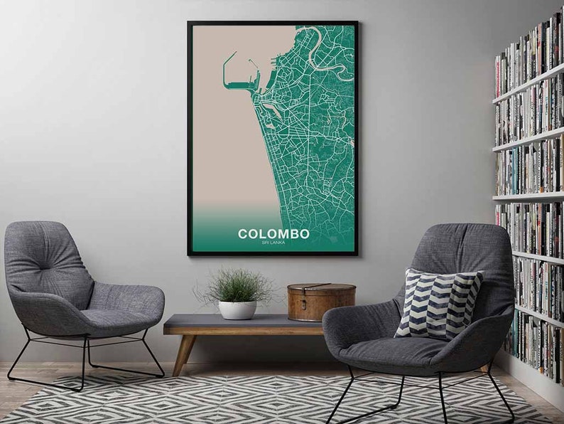 COLOMBO Sri Lanka Map Poster Color Hometown City Print Modern - Etsy