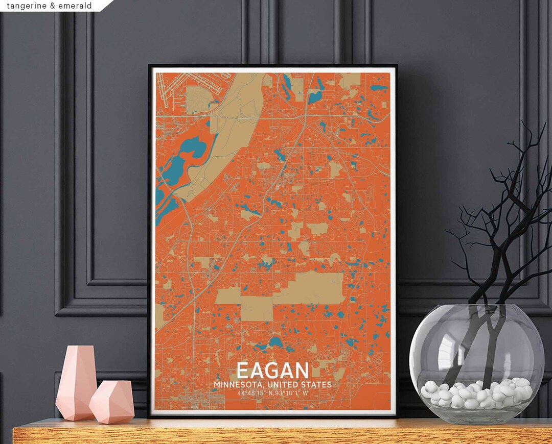 EAGAN Minnesota USA Map Poster Black White Hometown City Print Modern ...