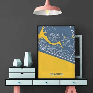 SEASIDE Florida FL Us Map Poster Color Hometown City Print Modern Home ...