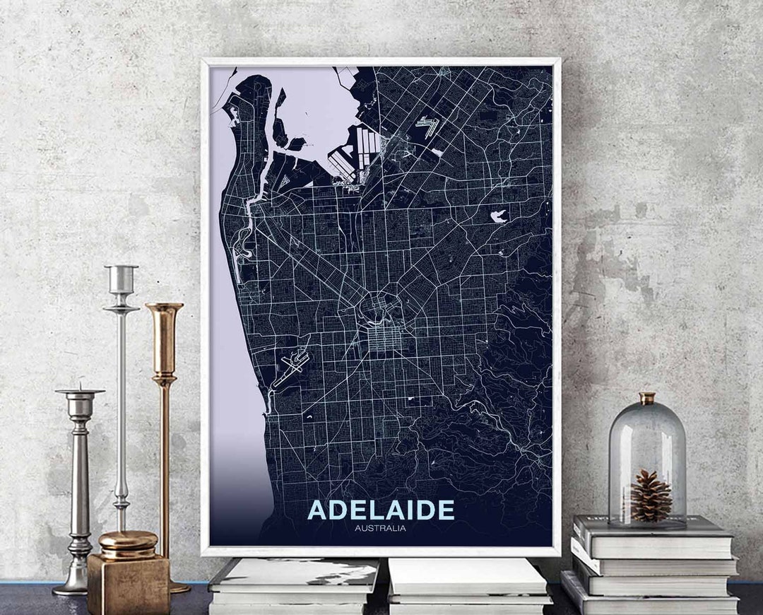 ADELAIDE Australia Map Poster Color Hometown City Print Modern Home ...