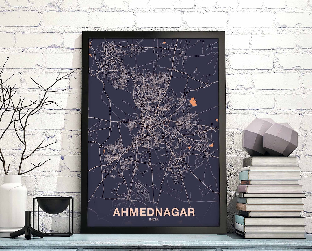 AHMEDNAGAR India Map Poster Color Hometown City Print Modern Home Decor ...