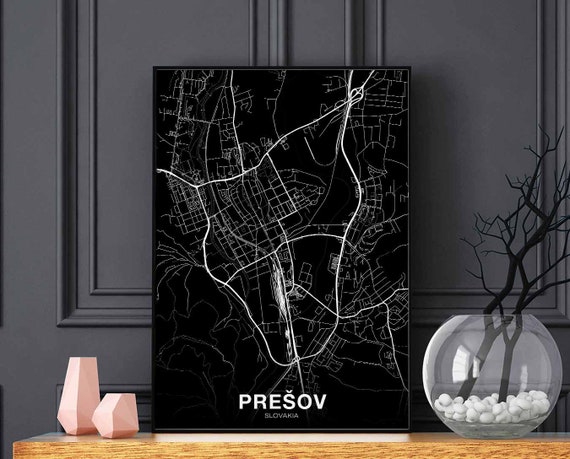 Home Décor Home & Living map poster city map print Presov map art ...