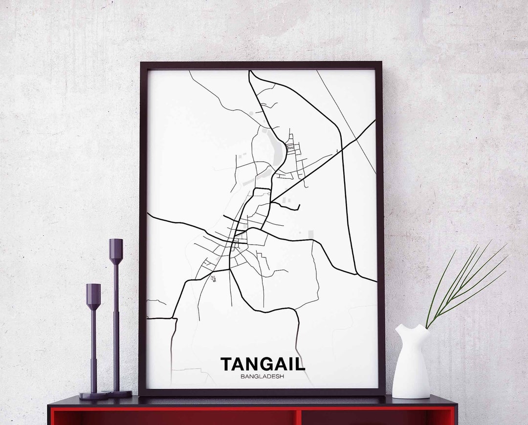 TANGAIL Bangladesh Map Poster Hometown City Print Modern Home Decor ...