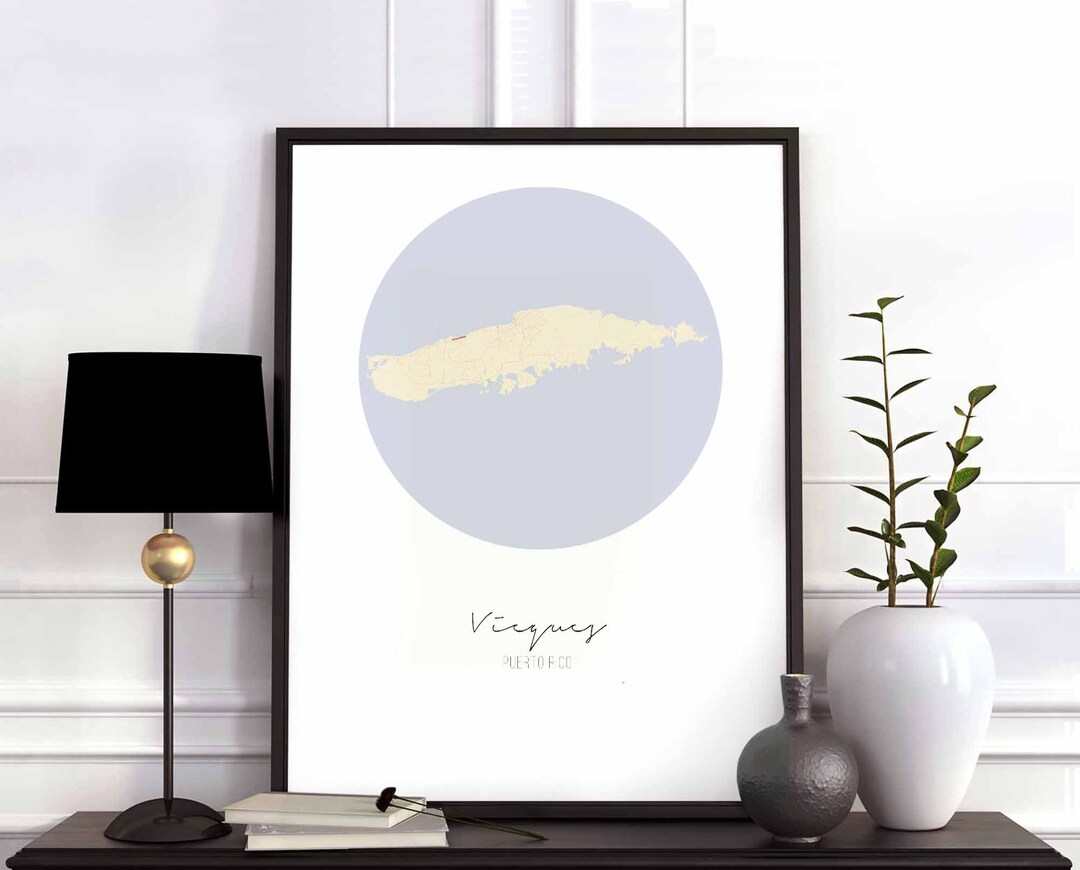 VIEQUES Puerto Rico Map Poster Wall Decor Design Modern Minimal Nordic ...
