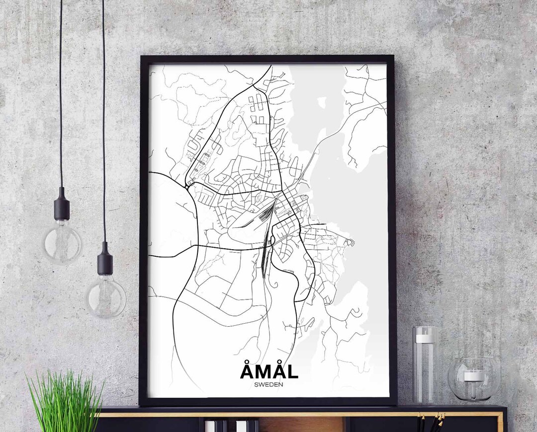 AMAL Sweden Map Poster Black White Hometown City Print Modern Home ...