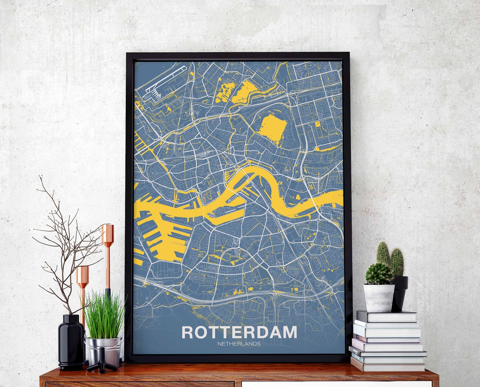 ROTTERDAM Netherlands Holland Map Poster Color Hometown City - Etsy