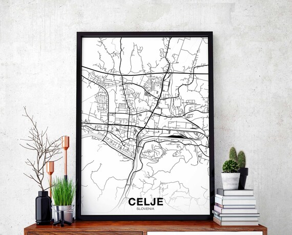 CELJE Slovenia Map Poster Black White Hometown City Print - Etsy