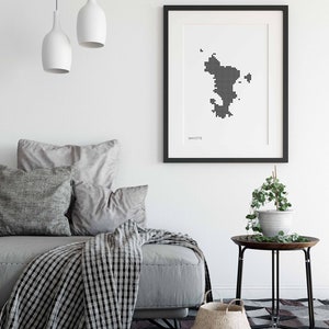 MAYOTTE Minimal Dots Retro Map Poster Black White Wall Decor Design ...