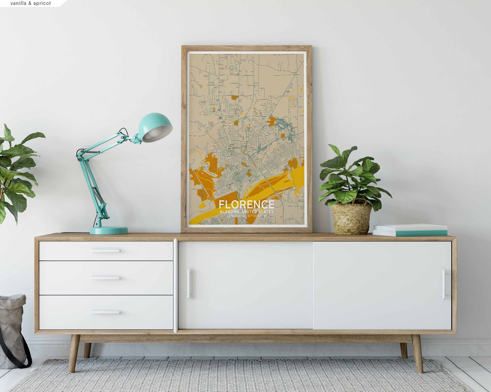 FLORENCE Alabama USA Map Poster Black White Hometown City Print Modern ...