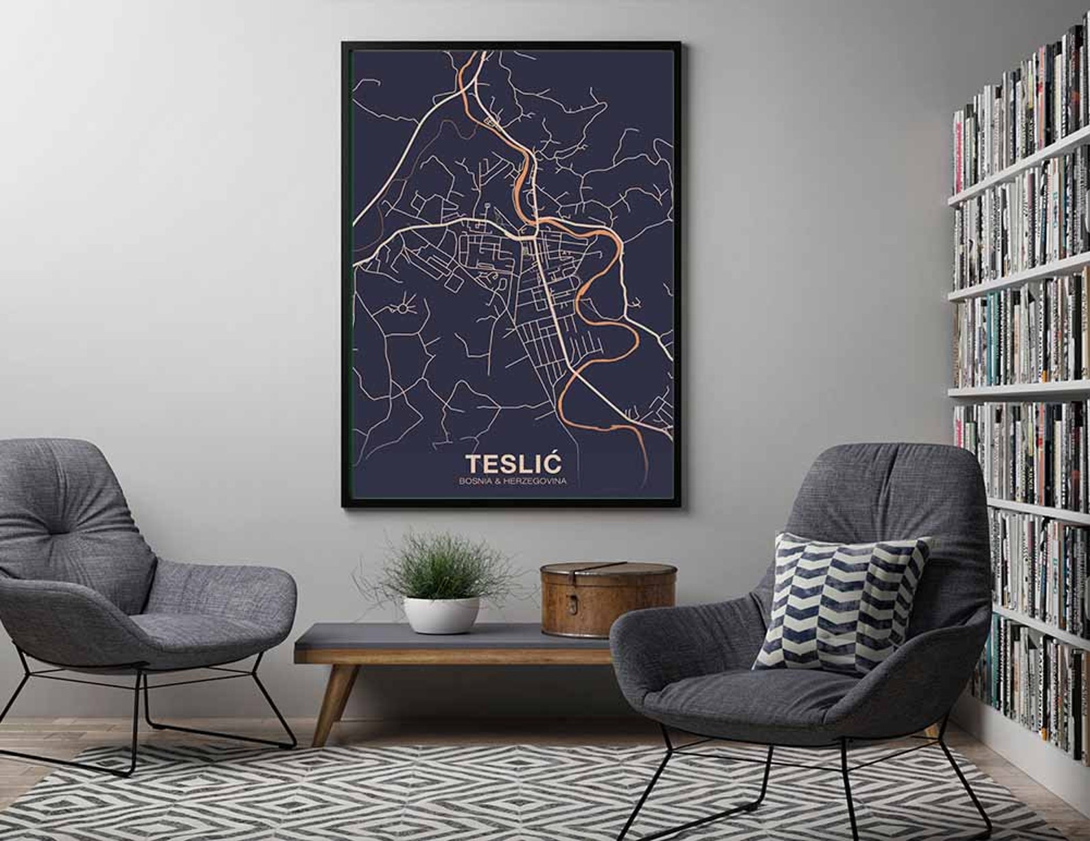 TESLIC Bosnia & Herzegovina Map Poster Color Hometown City | Etsy