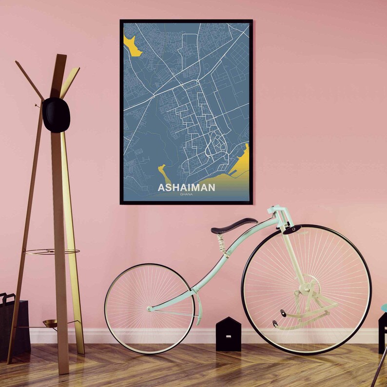 ASHAIMAN Ghana Map Poster Color Hometown City Print Modern - Etsy