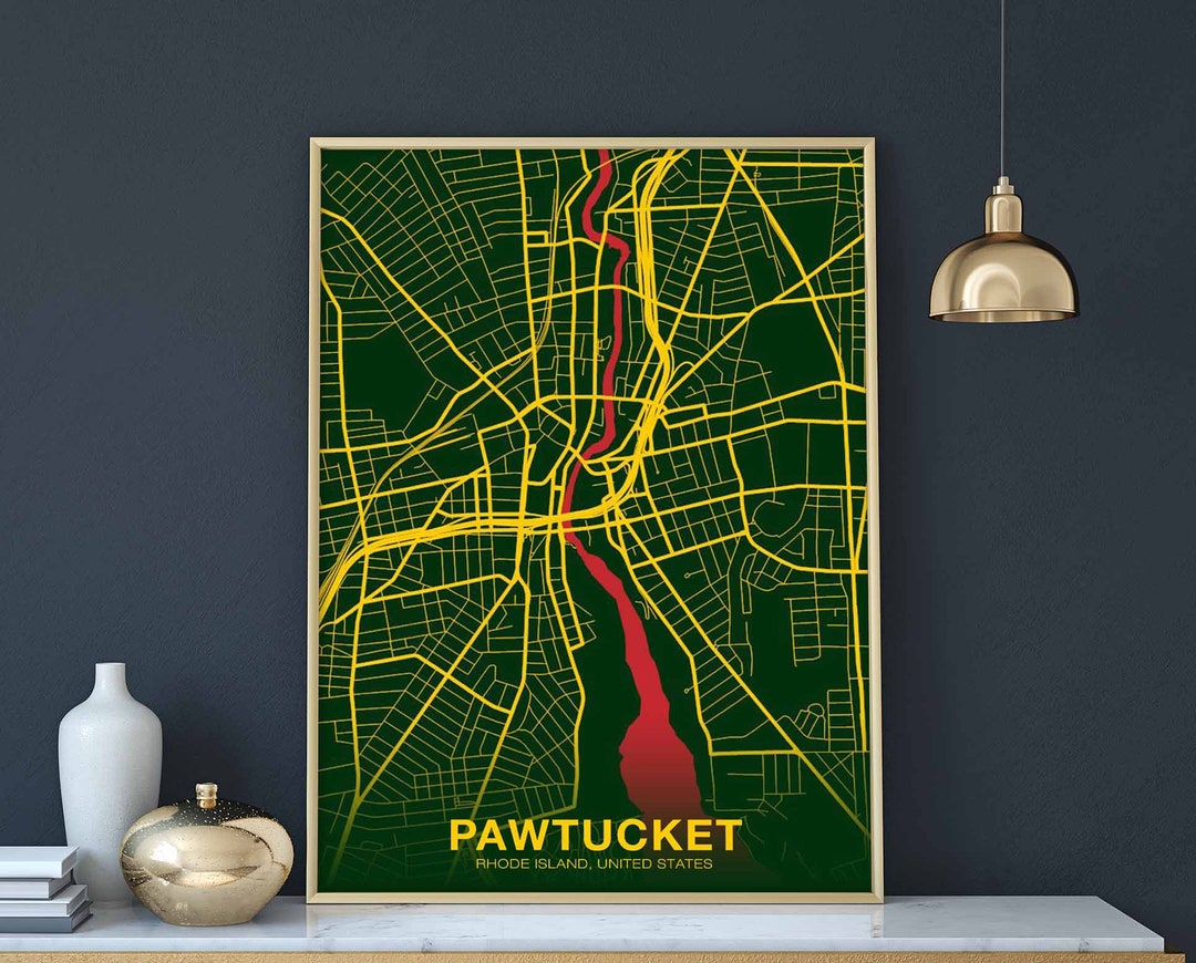 PAWTUCKET Rhode Island RI USA Map Poster Color Hometown City Print ...