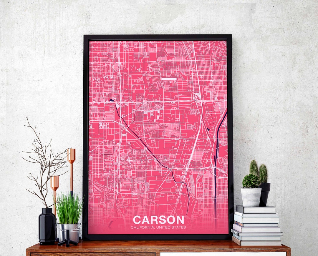 CARSON California CA US Map Poster Color Hometown City Print Modern ...