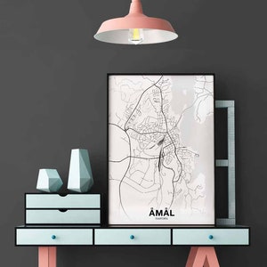 AMAL Sweden Map Poster Black White Hometown City Print Modern Home ...