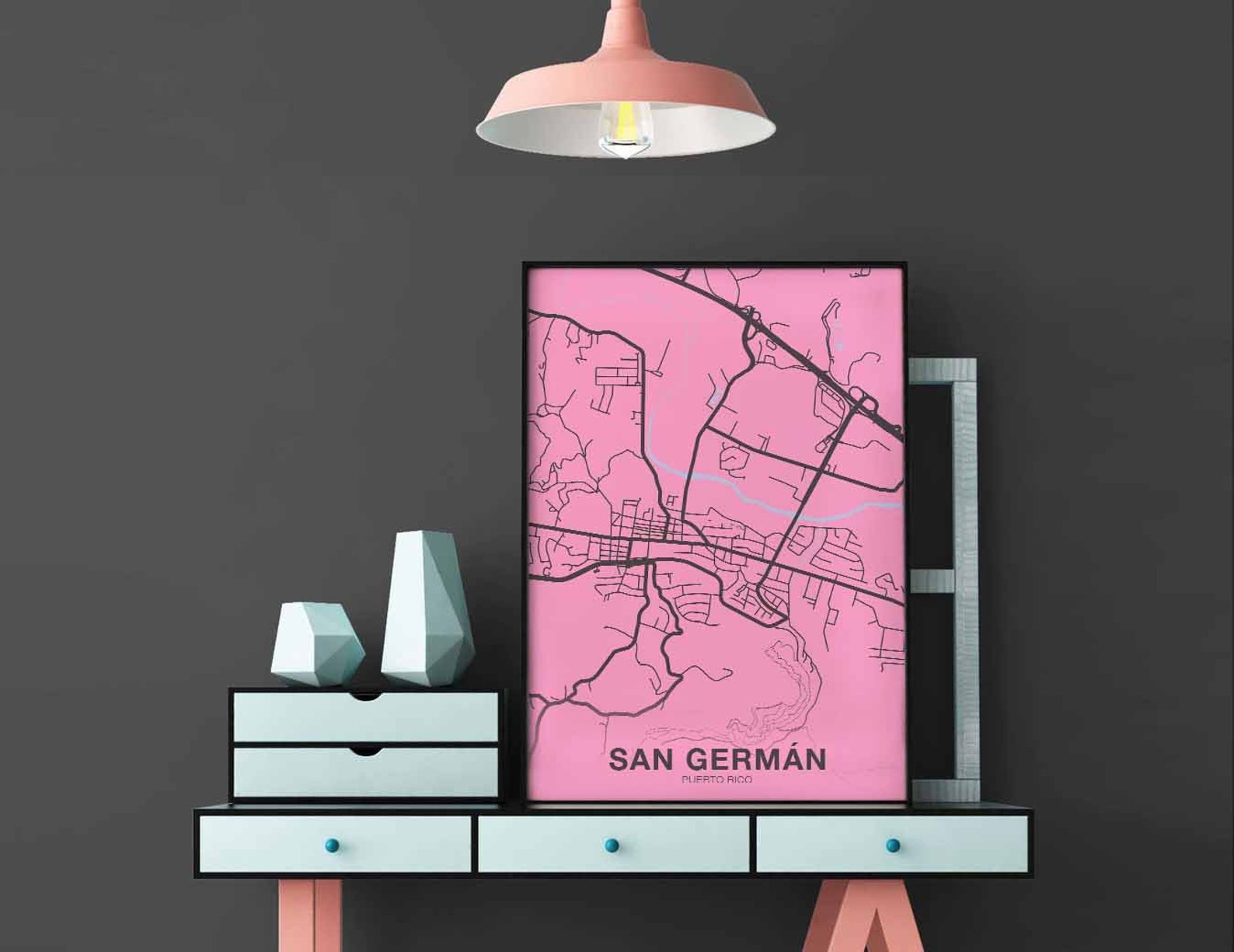 SAN GERMAN Puerto Rico PR Map Poster Color Hometown City Print | Etsy